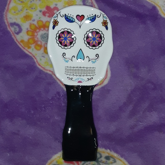 Kitchen | Sugar Skull Nwt Kitchen Ceramic Spoon Rest | Poshmark